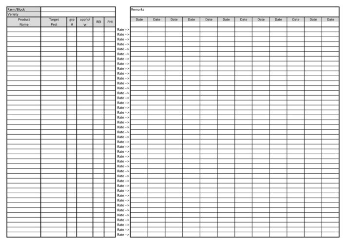 √ Free Spray Record Sheet Template (Excel)