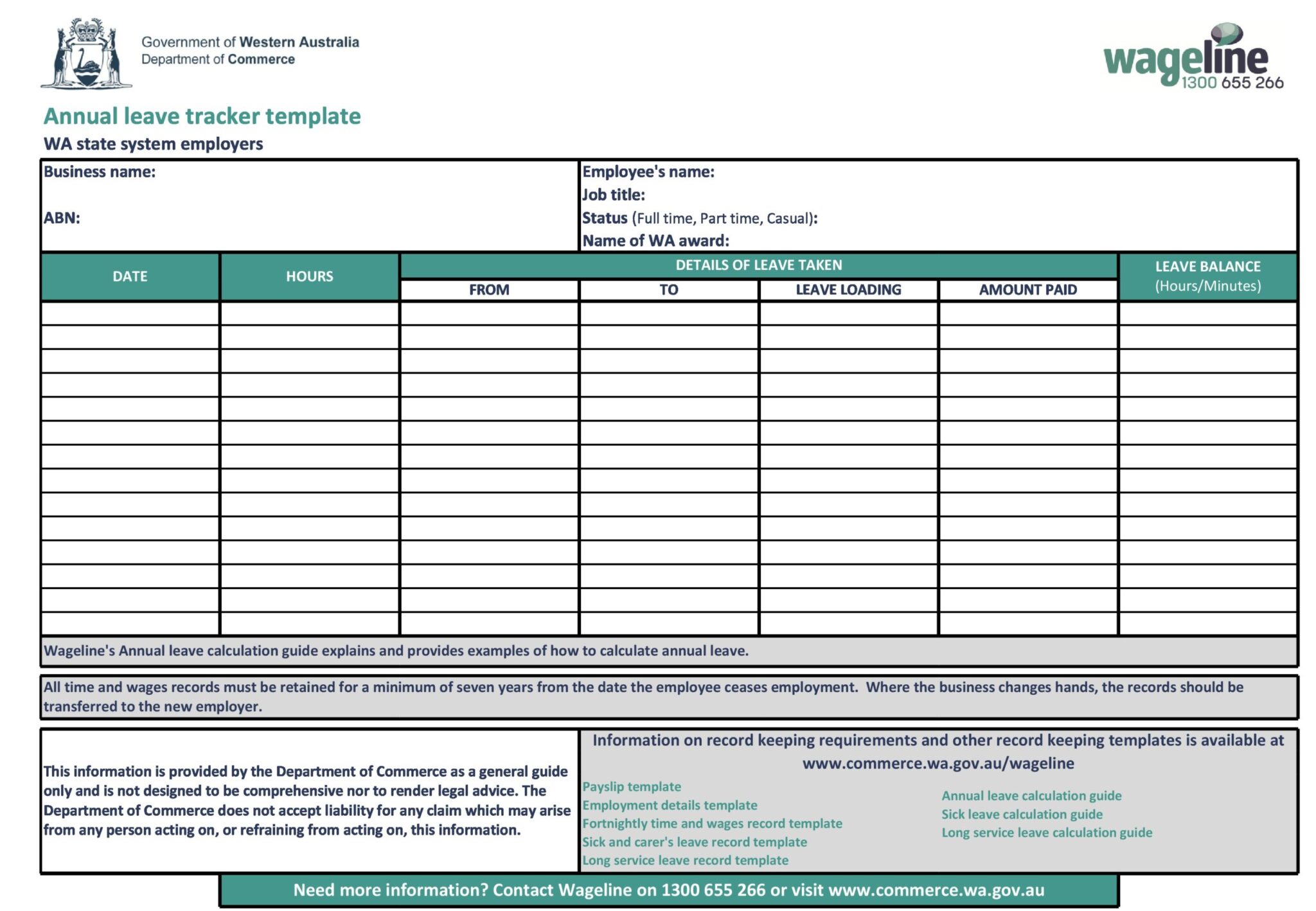 √ Free Staff Leave Register Template (Excel)