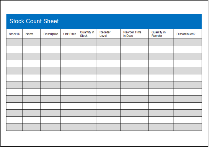 √ Free Stock Count Sheet Template (Excel)