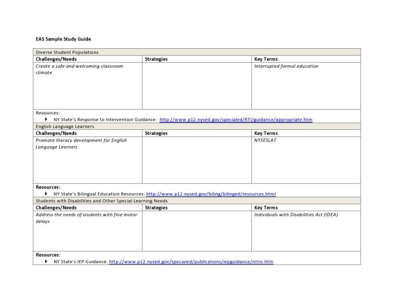 √ Study Guide Template (Word)