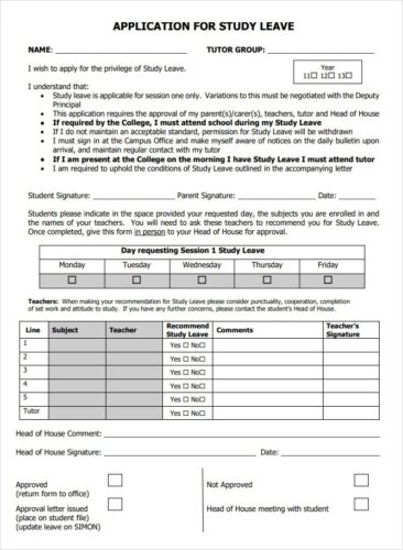 √ Free Printable Leave Application Form