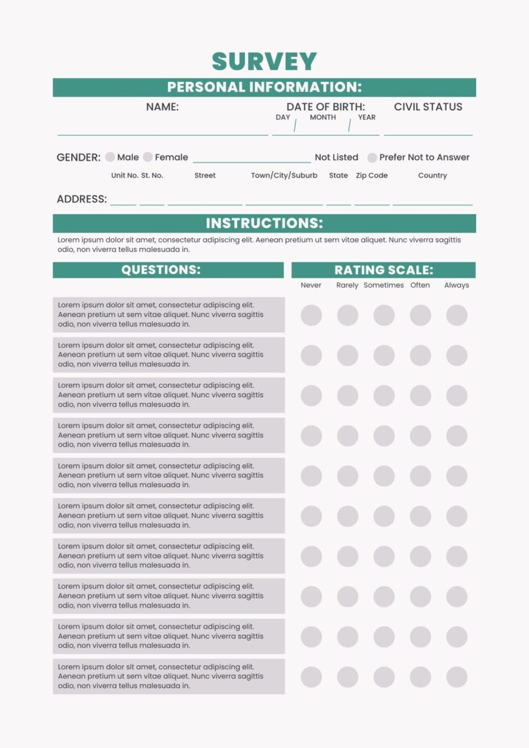 √ Editable Survey Template (Word)