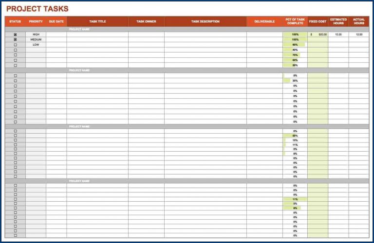 √ Free Printable Task List Template Excel Spreadsheet