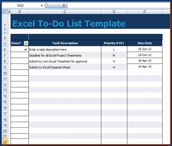 √ Free Printable Task List Template Excel Spreadsheet