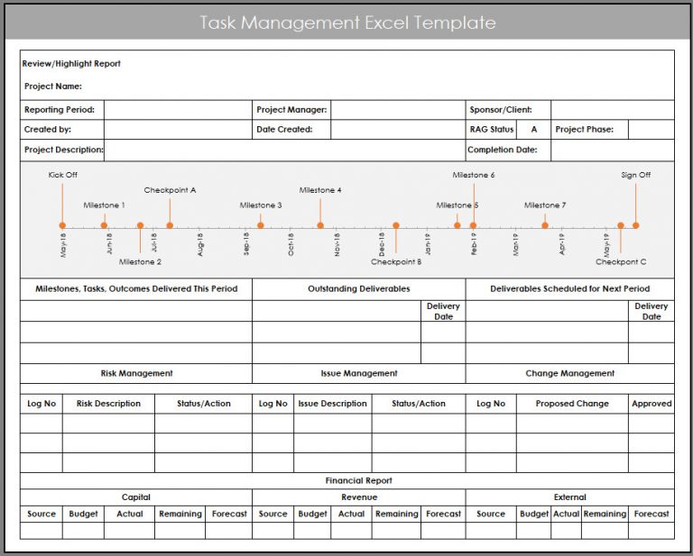 √ Free Printable Task Management Excel Template