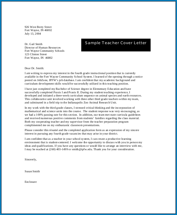 Free Printable Teacher Letter Of Interest Template Templateral