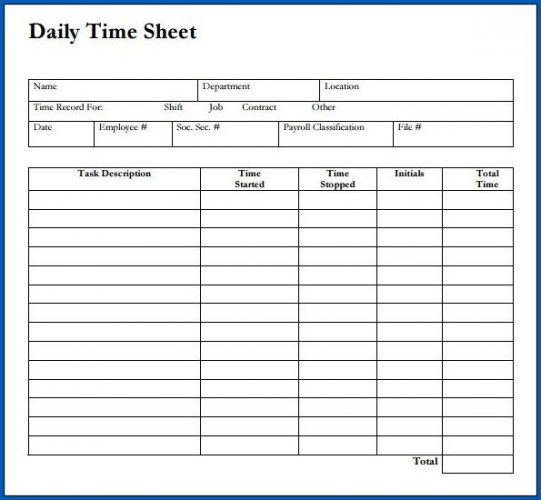 √ Free to Download Time Sheet Format