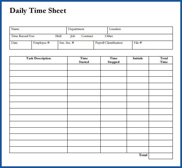  Free To Download Time Sheet Format Templateral
