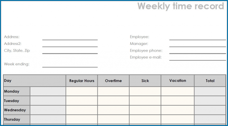 √ Free Printable Timesheet Template PDF