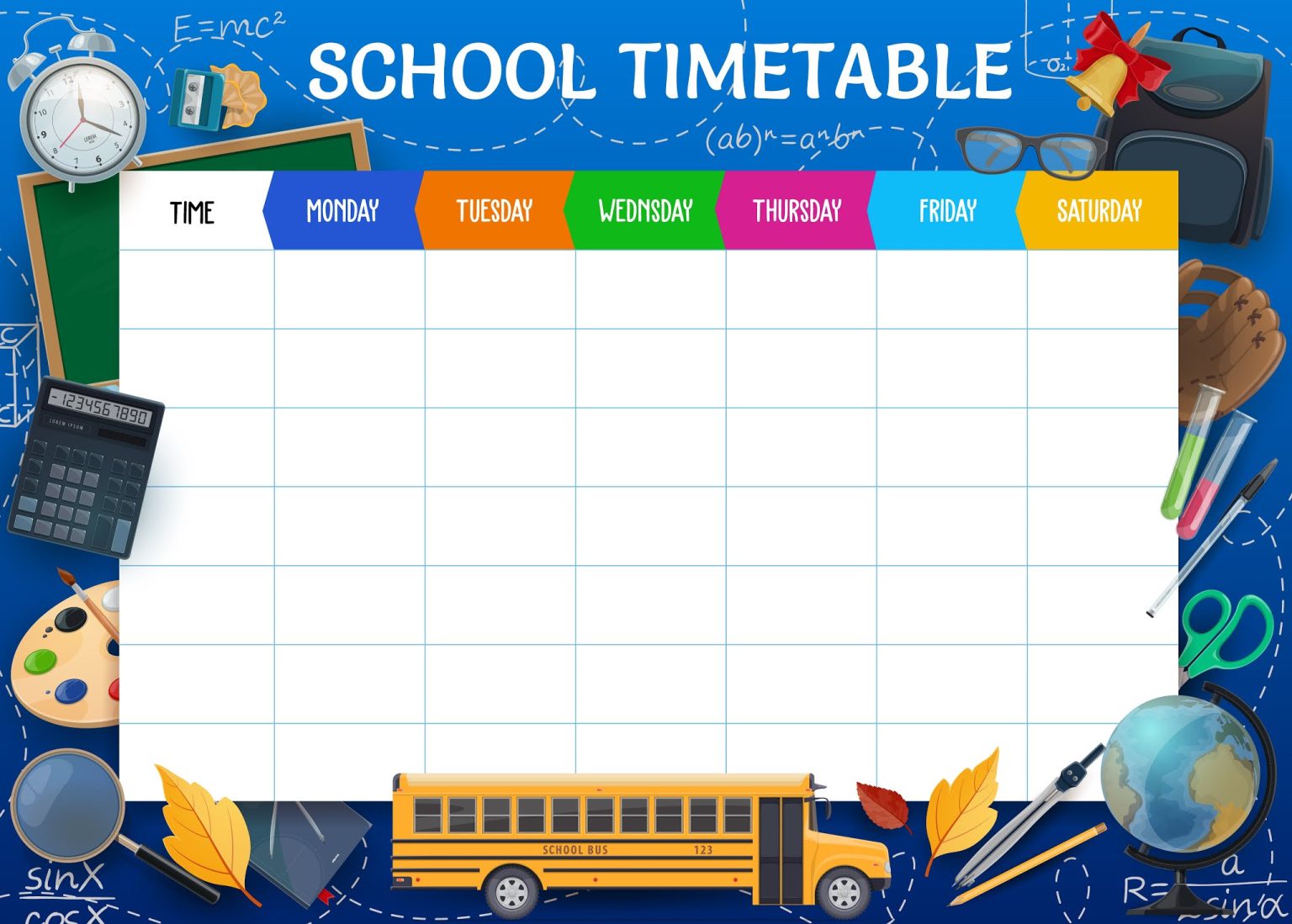 √ Timetable For Kids (Free Excel Template)