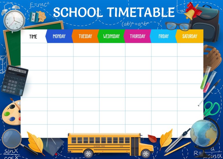 √ Timetable For Kids (Free Excel Template)