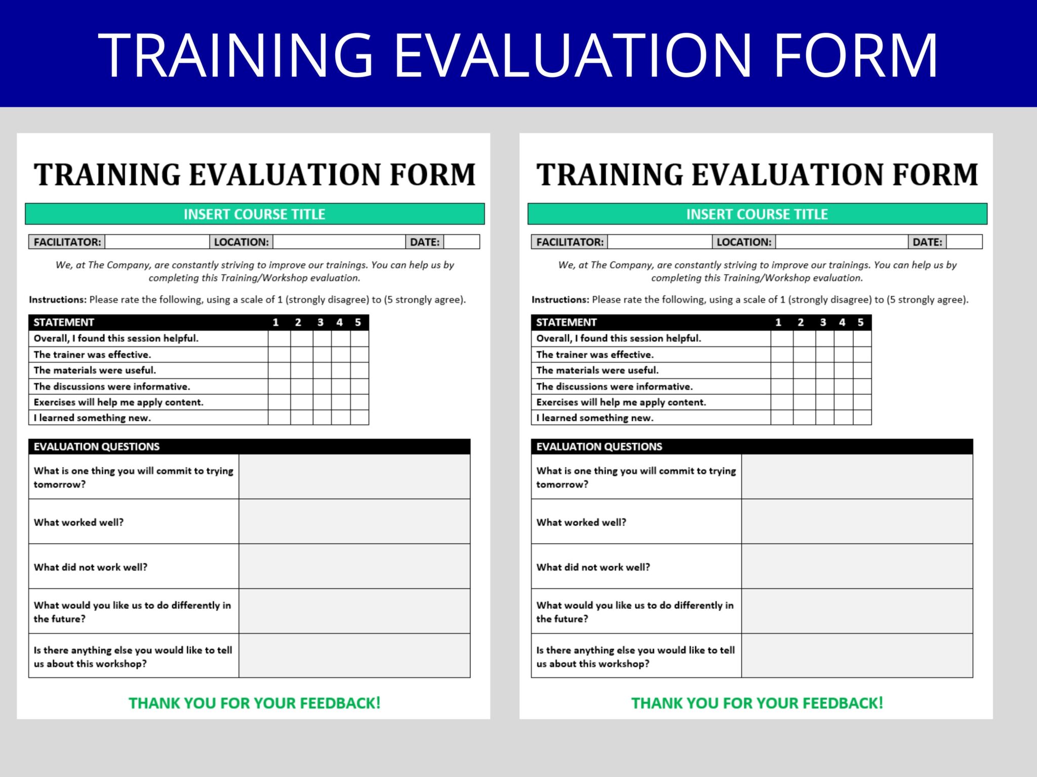 √ Free Printable Training Evaluation Form
