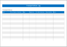 √ Printable Transportation Log Template (Excel)
