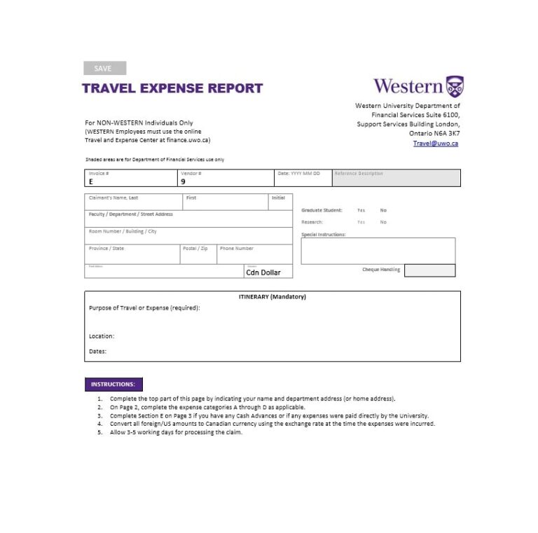 √ Travel Expense Report Template (Word)