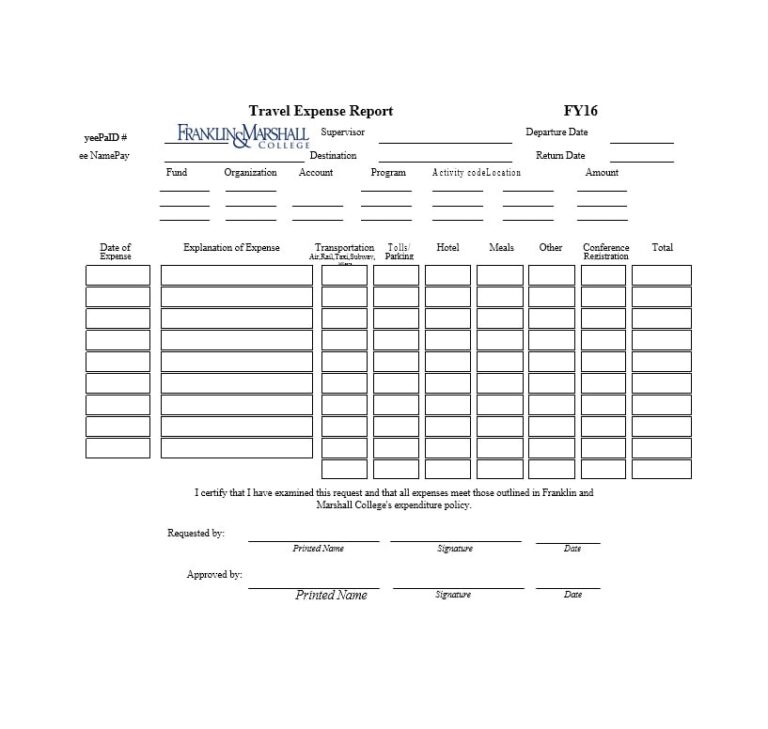 √ Travel Expense Report Template (Word)