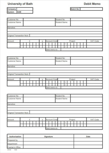 √ Free Printable Debit Note Template