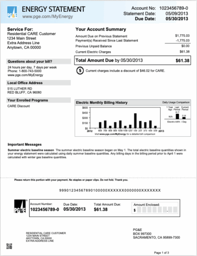 √ Free Printable Utility Bill Template
