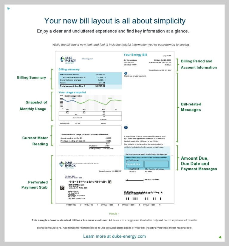 √ Free Printable Utility Bill Template