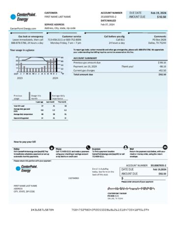 √ Free Printable Utility Bill Template
