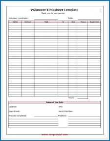 √ Free Printable Volunteer Timesheet Template