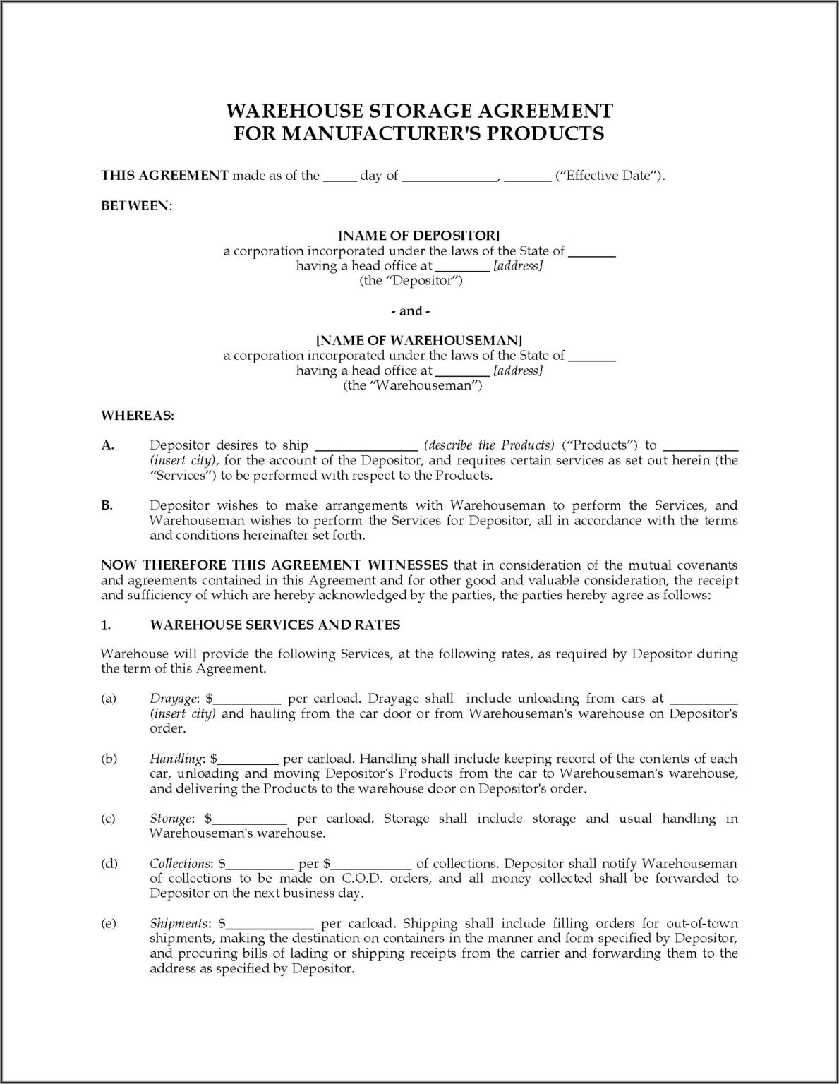 √ Warehouse Lease Agreement Template