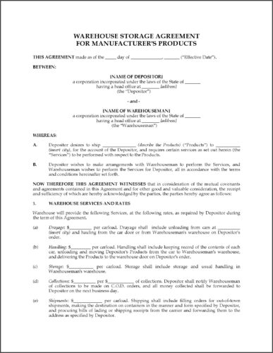√ Warehouse Lease Agreement Template