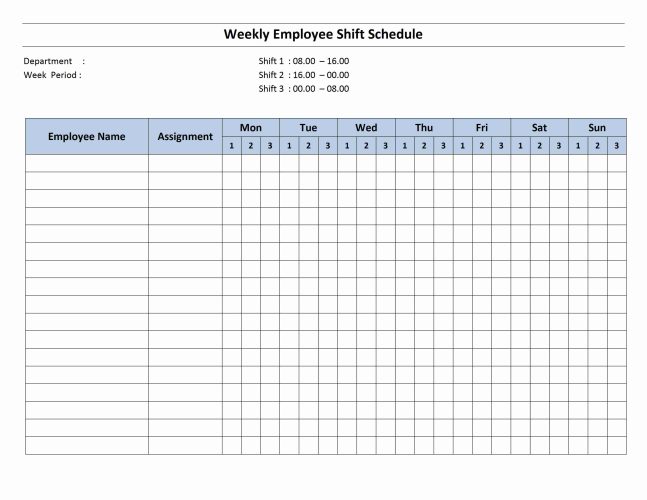 √ Weekly 8-Hour Shift Schedule Template