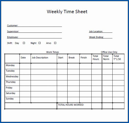  Free 4 Samples Of Weekly Employee Timesheet Template Templateral