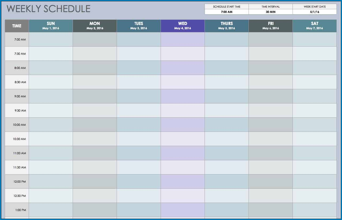  Free Printable Weekly Calendar Template Excel Templateral