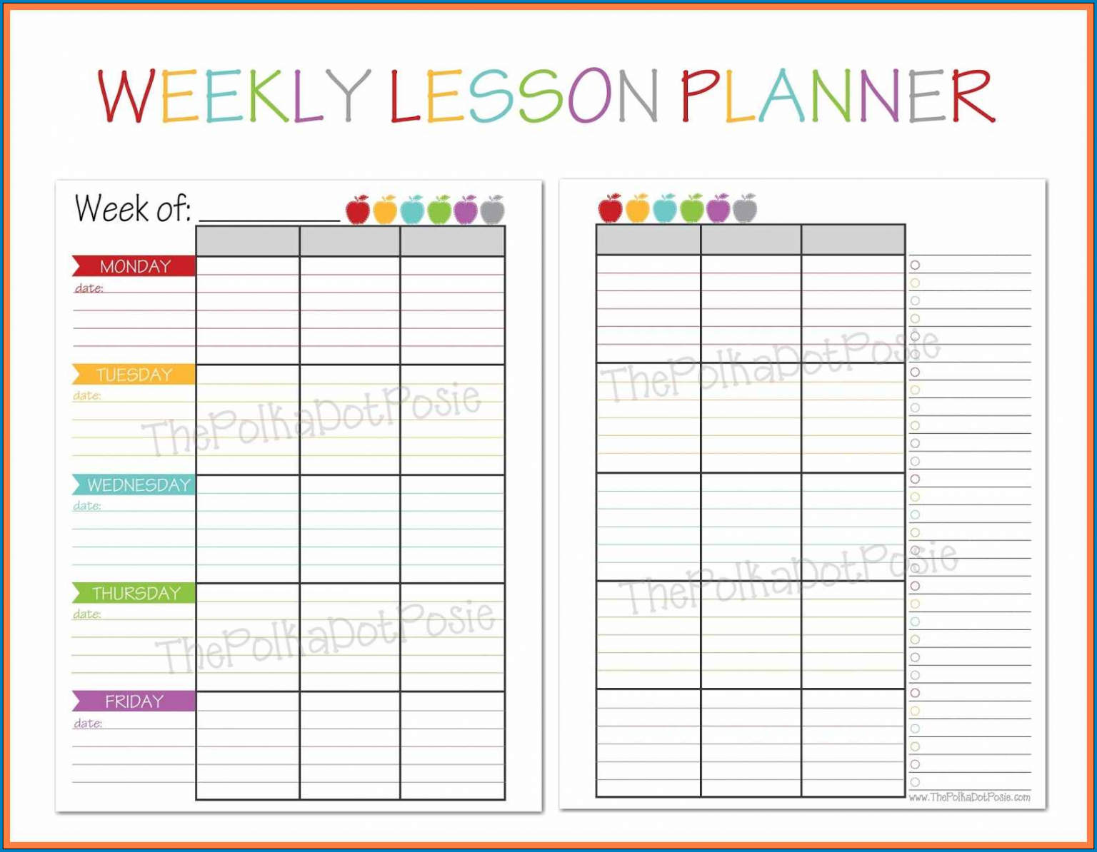 √ Free Printable Weekly Lesson Planner Template