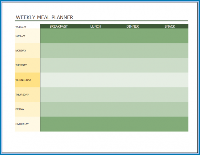 √ Free Printable Weekly Meal Planner Template