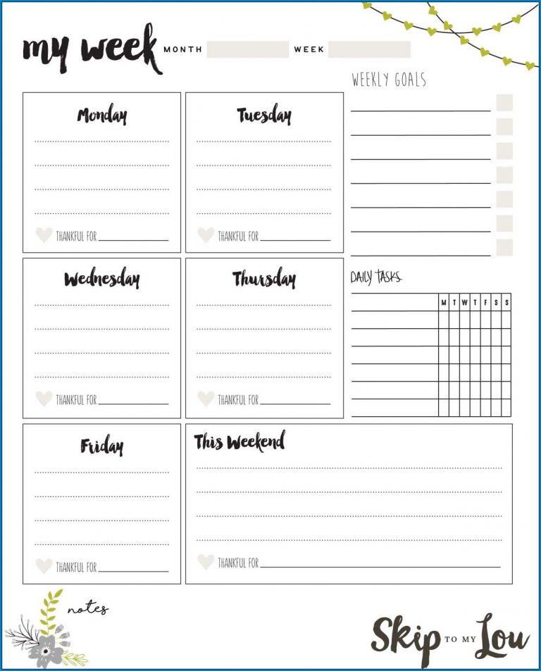 √ Free Printable Weekly Planner Template | Templateral