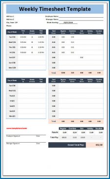 Weekly Timesheet Template | Templateral