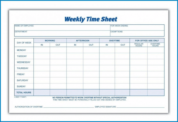 Weekly Timesheet Template Sample | Templateral