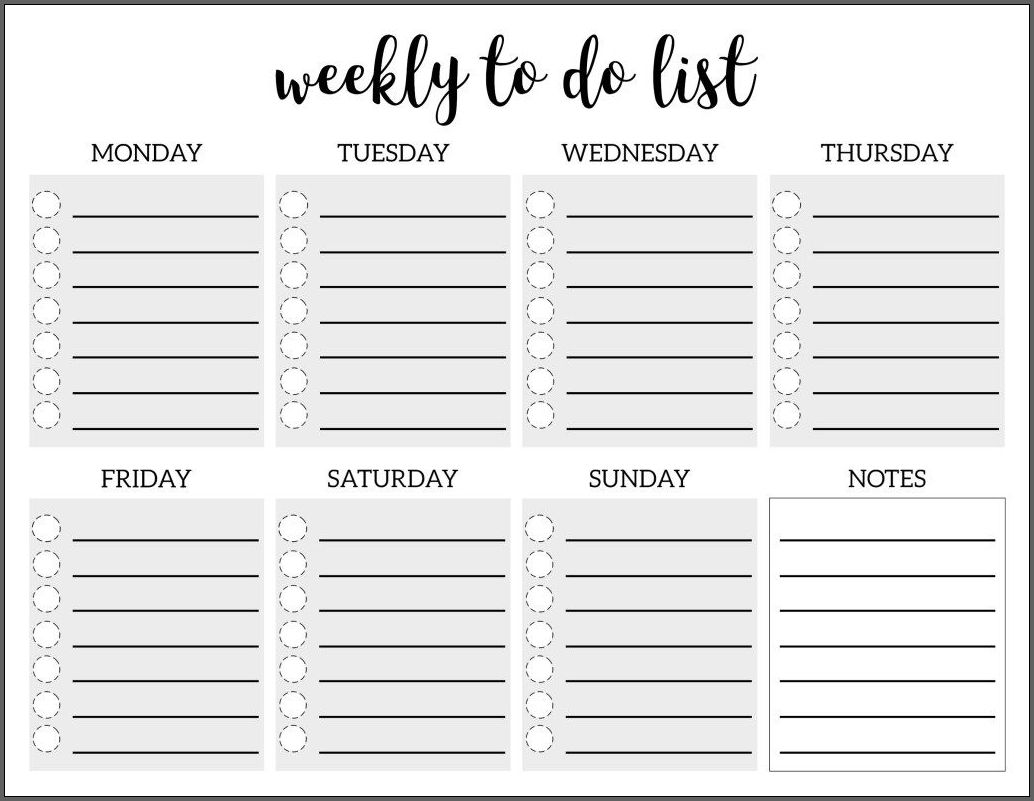 Free Printable Weekly To Do List Template Templateral
