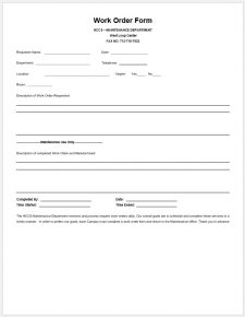 √ Free Printable Work Order Form