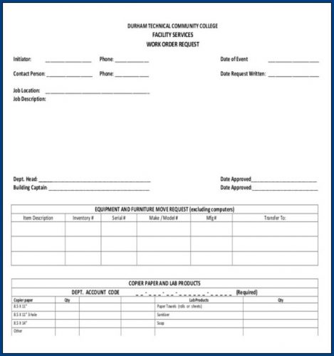 √ Free Printable Work Order Form Template