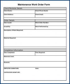 √ Free Printable Work Order Form Template