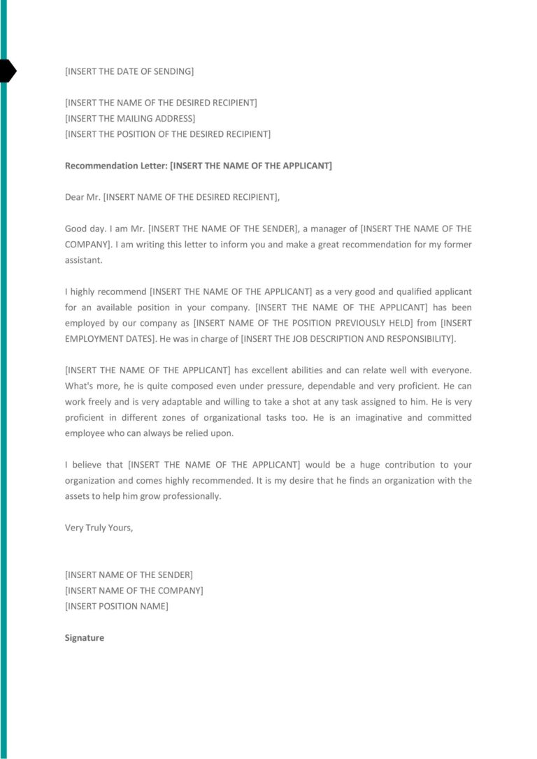 √ Work Reference Letter Template (Word)