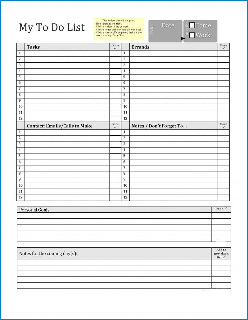  Free Printable Work To Do List Template