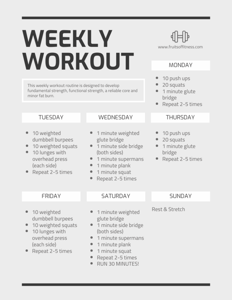 √ Customizable Workout Schedule Template