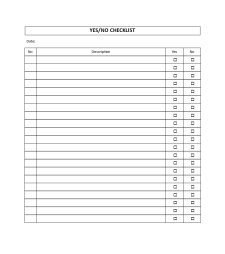 √ Printable Yes or No Checklist Template