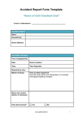 √ Free Printable Accident Report Form (Word)