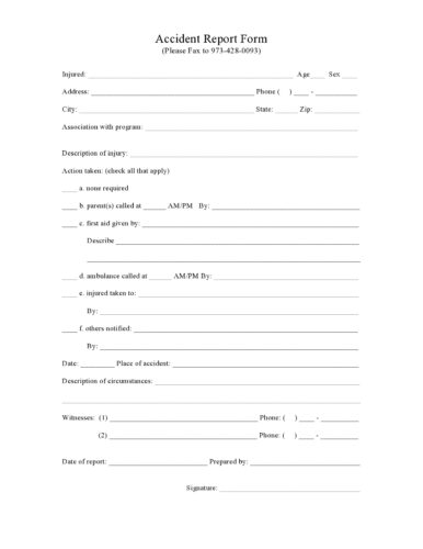 √ Free Printable Accident Report Form (Word)