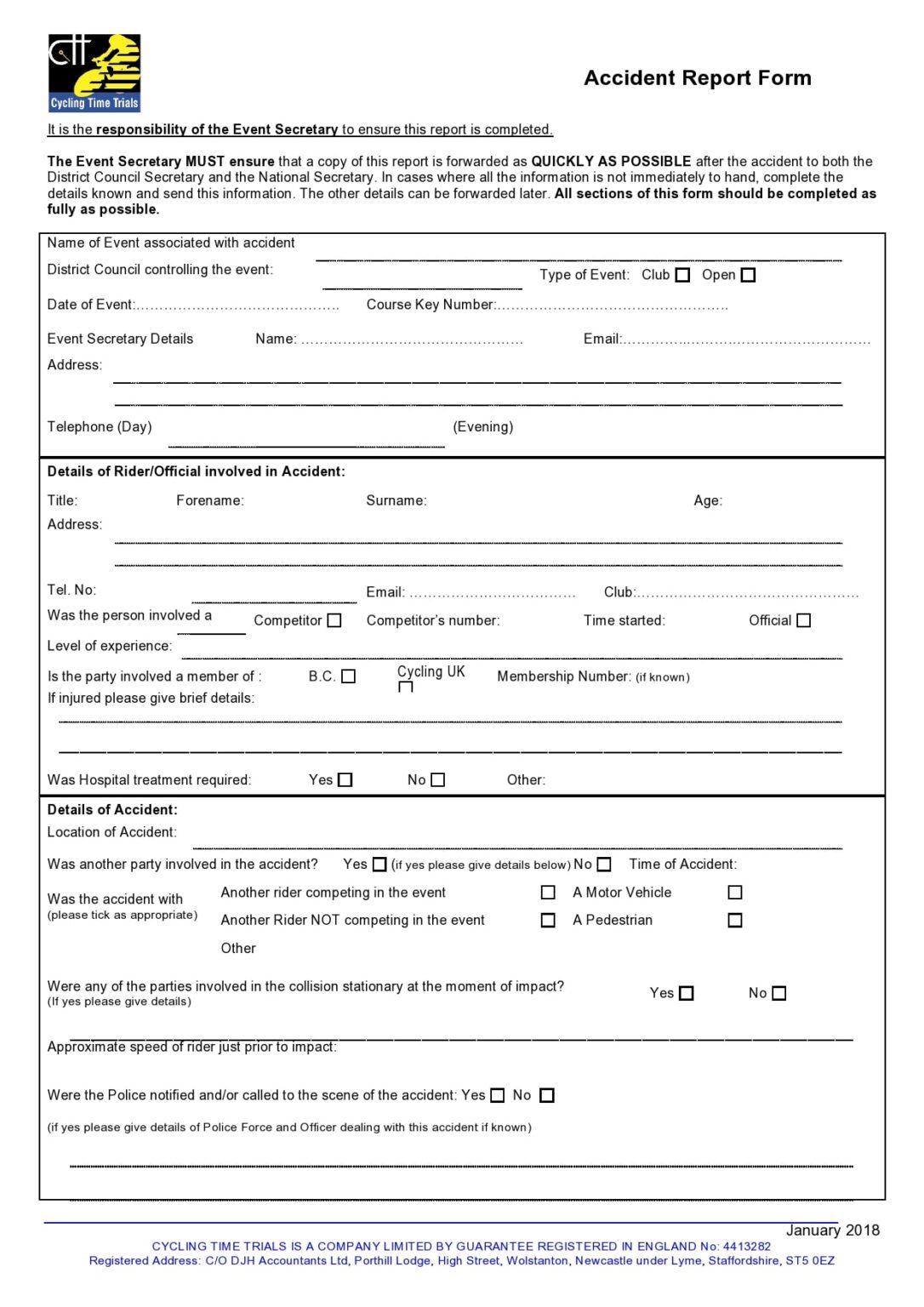 √ Free Printable Accident Report Form (Word)