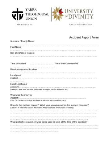 √ Free Printable Accident Report Form (Word)
