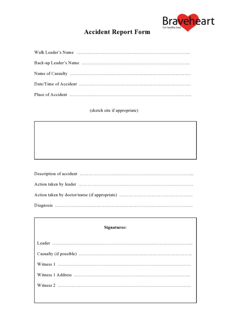 √ Free Printable Accident Report Form (Word)