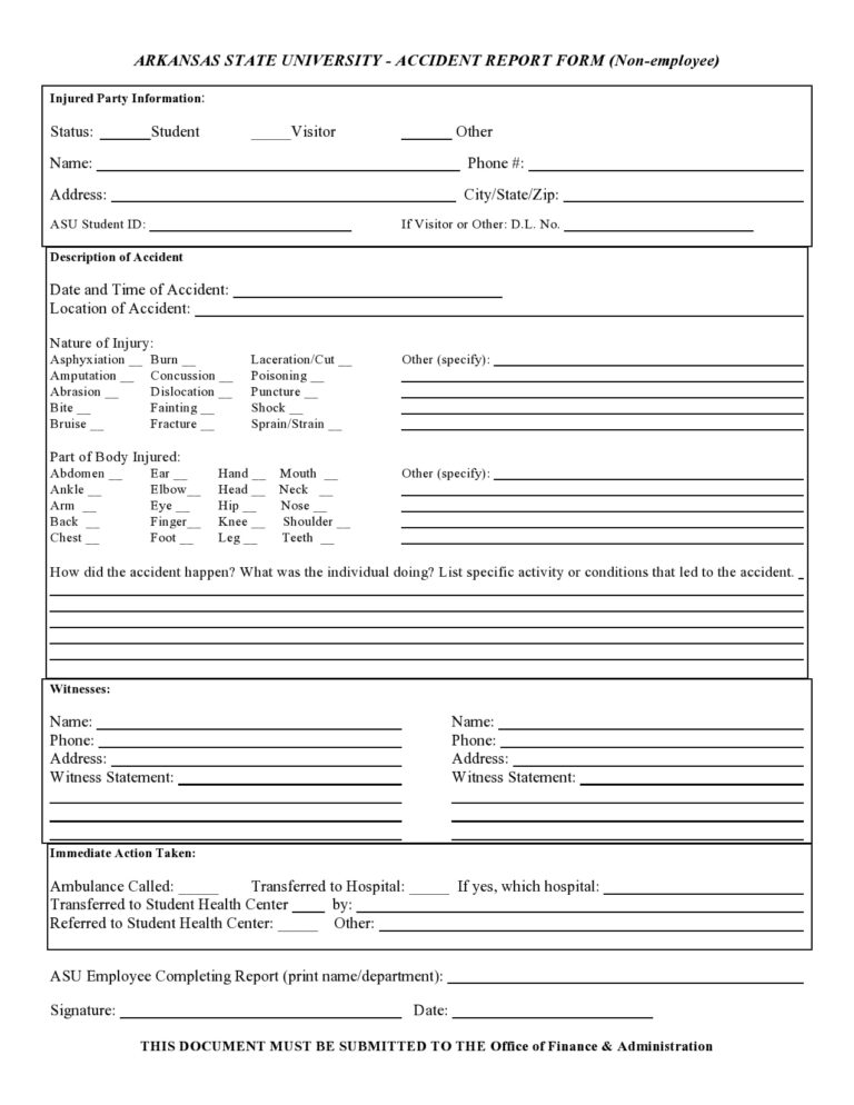 √ Free Printable Accident Report Form (Word)