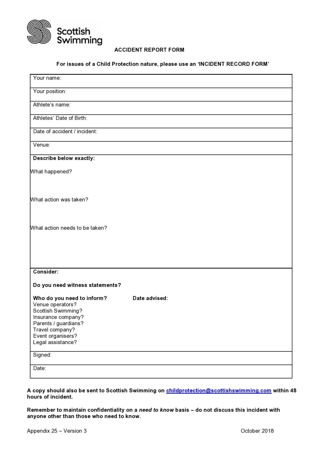 √ Free Printable Accident Report Form (Word)