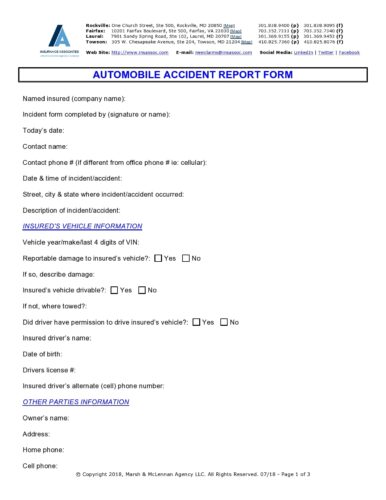 √ Free Printable Accident Report Form (Word)